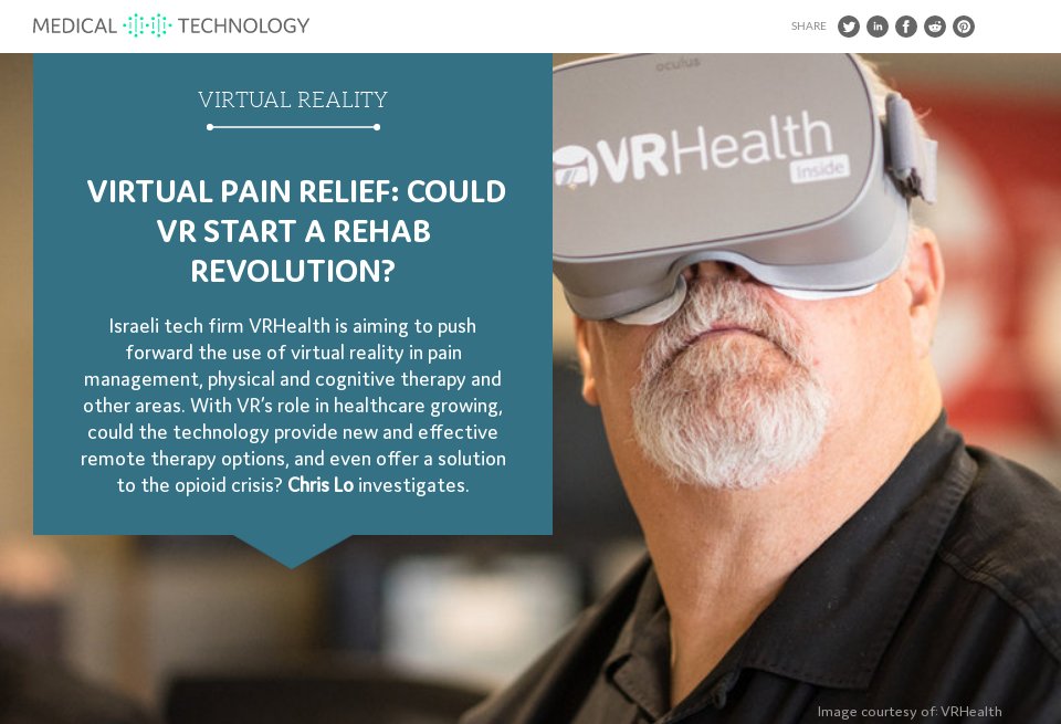 Virtual pain relief: could VR start a rehab revolution? - Medical ...
